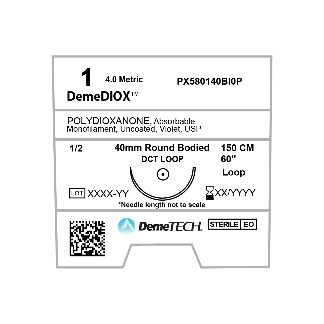 DemeDIOX, Polydioxanone Suture, Synthetic Absorbable, DCT LOOP, 40mm ...