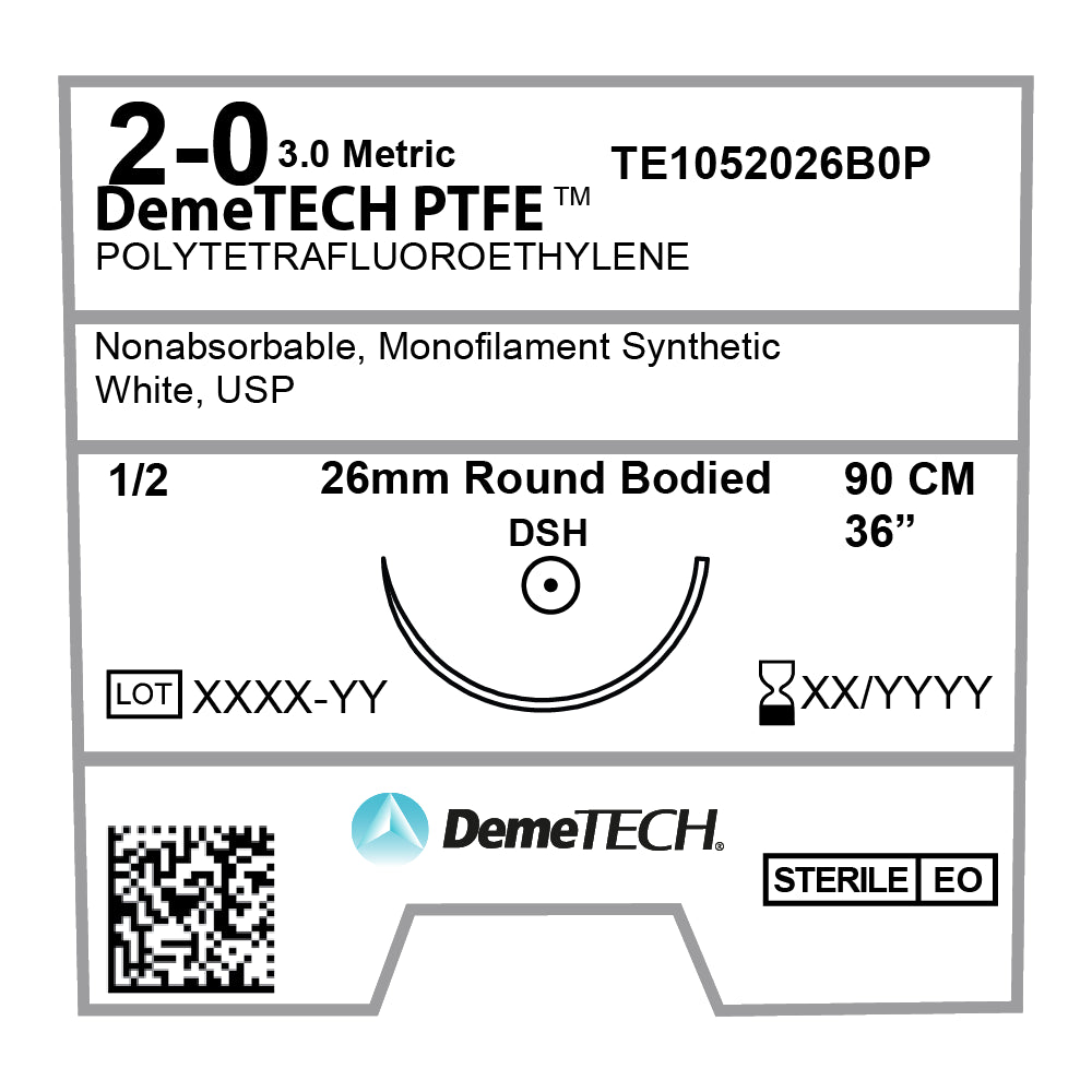 DemePTFE, Polytetrafluoroethylene Suture, Synthetic Non-absorbable, DS ...