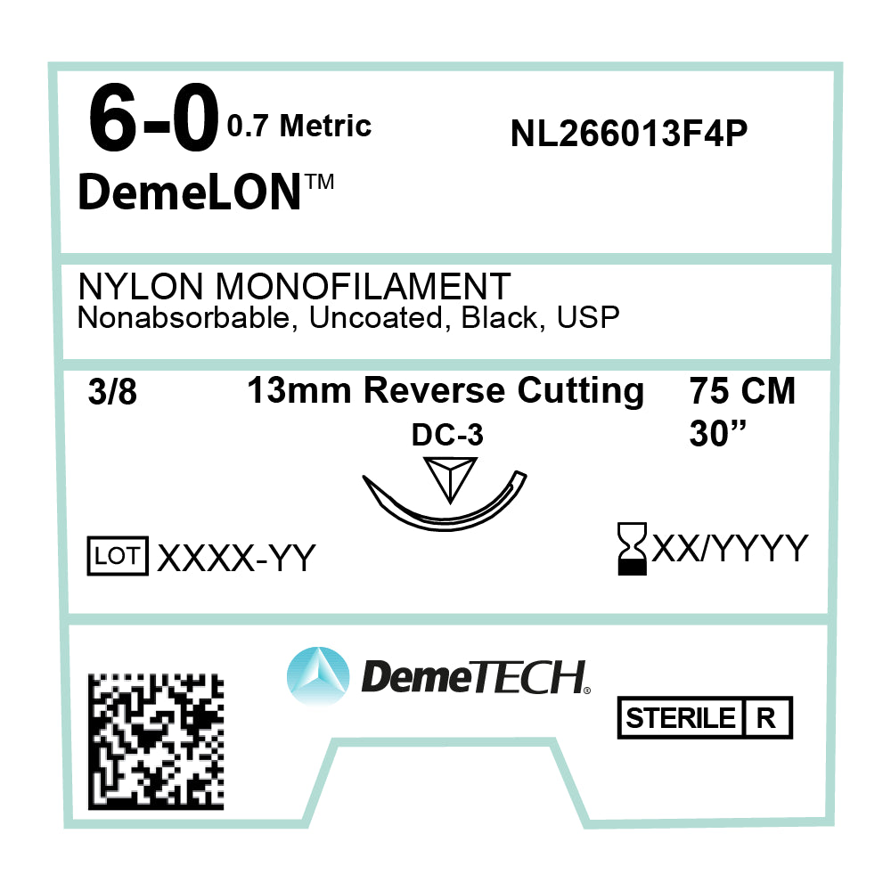 DemeLON, Nylon Monofilament Suture, Synthetic Non-absorbable, DC-3, 13 – DemeTECH Store