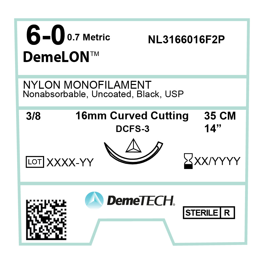 DemeLON, Nylon Monofilament Suture, Synthetic Non-absorbable, DCFS-3 ...