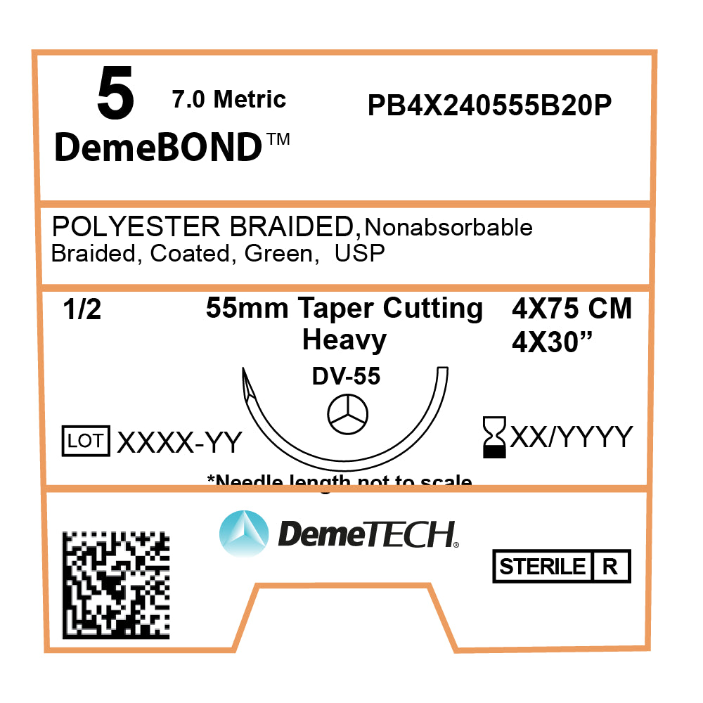 DemeBOND, Polyester (Braided) Suture, Synthetic Non-absorbable, DV-55 ...