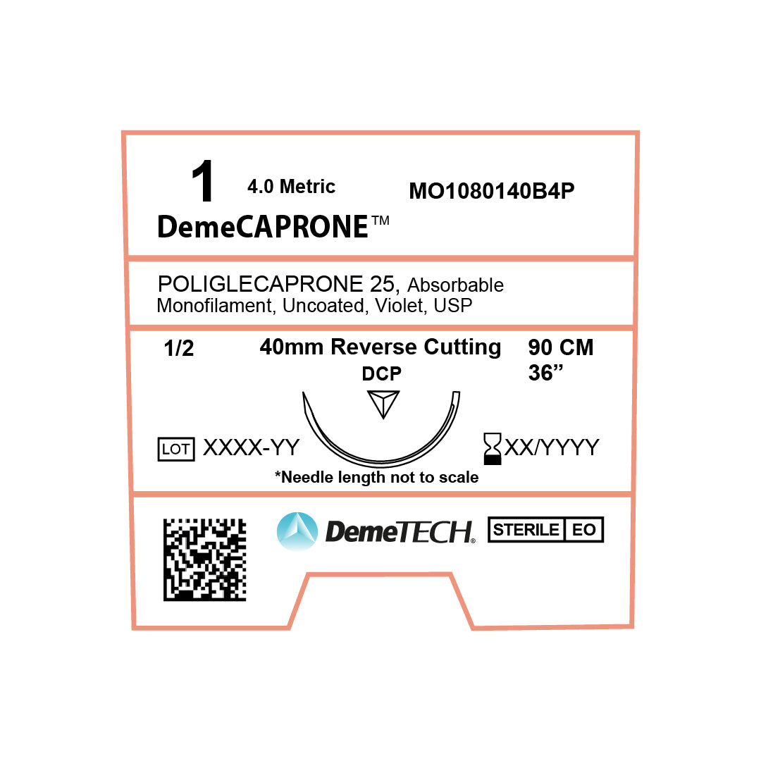 DemeCAPRONE, Poliglecaprone 25` Suture, Synthetic Absorbable, DCP, 40m – DemeTECH Store