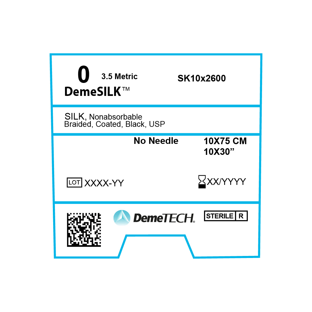 DemeSILK, Silk Suture, Synthetic Non-absorbable, , No Needle, Black, U ...